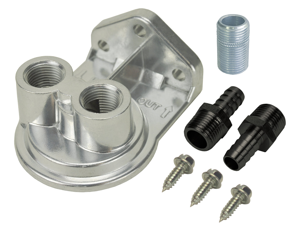 Derale 15708 - Single Ports Up 1/2" NPT Filter Mount Kit – Complete Street Performance