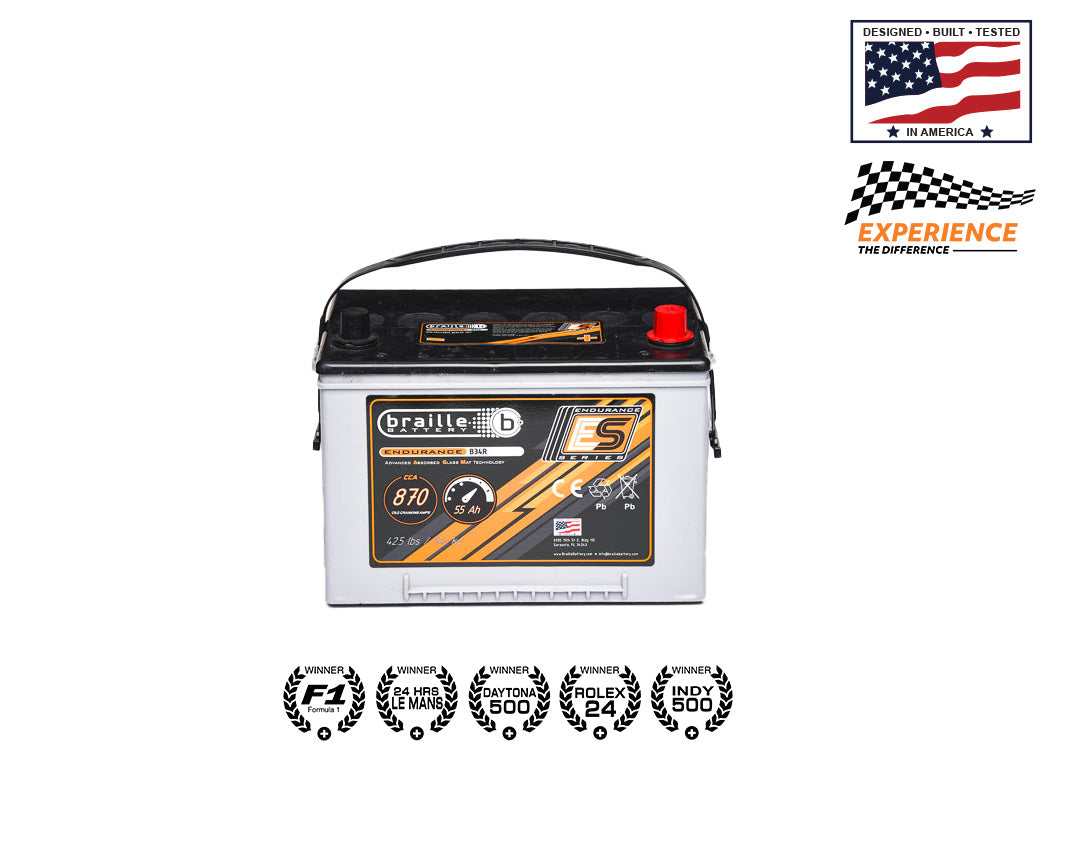 Braille Battery B34R - Endurance Series AGM Battery- 12V, Group 34R, 8 ...