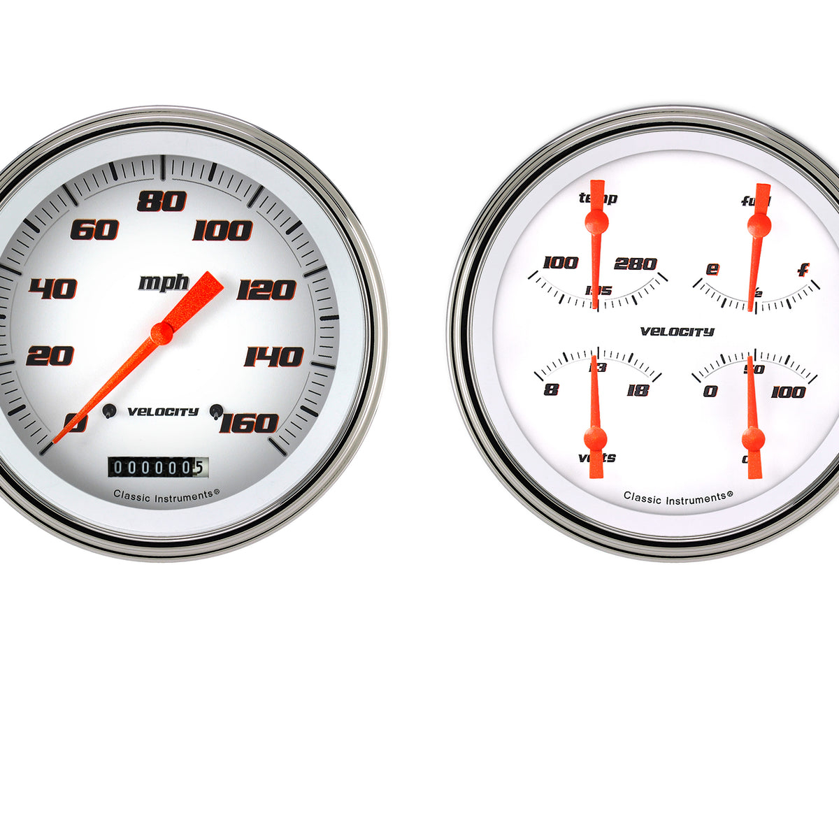 Classic Instruments VS52WSLF - VELOCITY WHITE SPEEDO / QUAD-GM ...